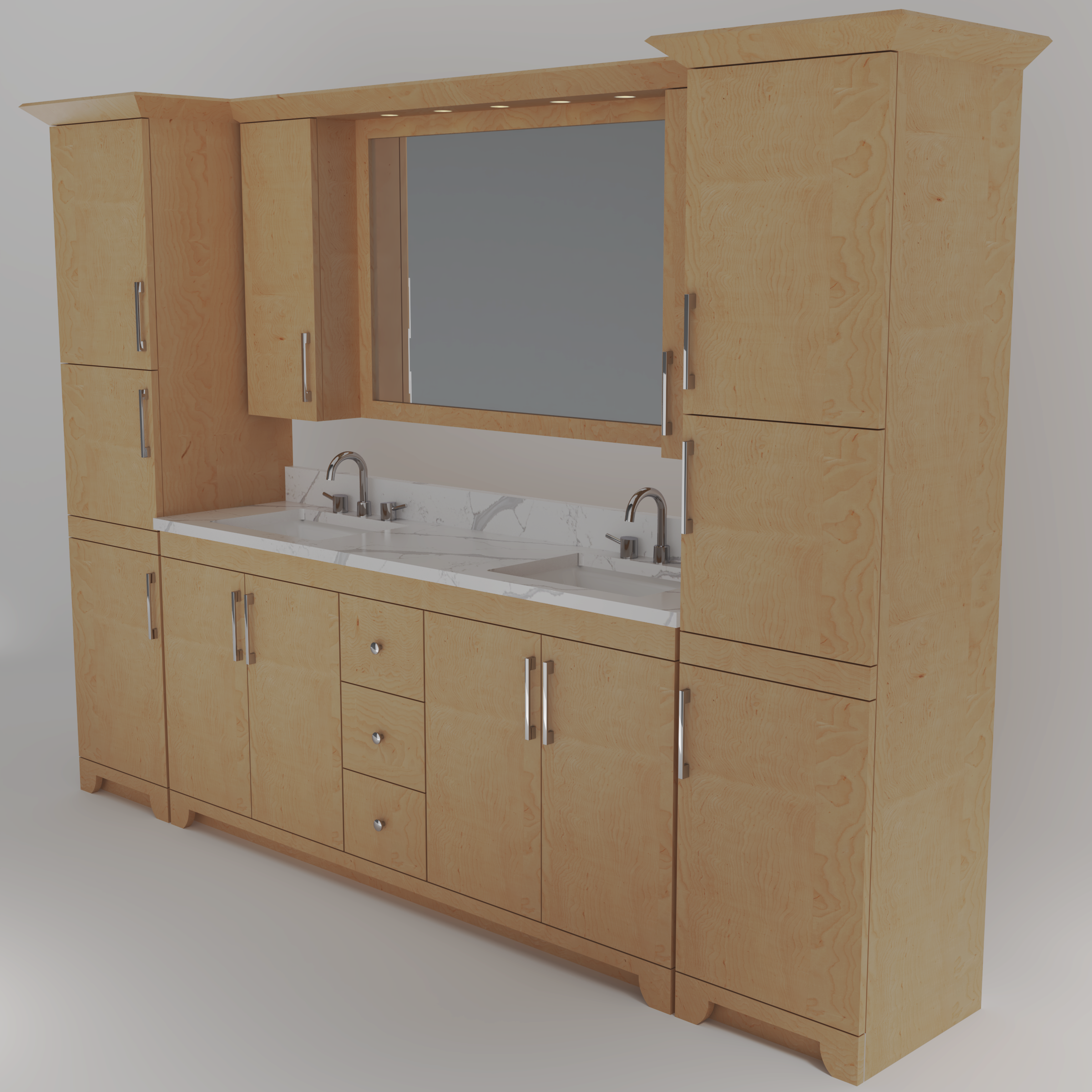 ENSAMPLE 72" Vanity System with Linen Towers & Upper Cabinets| Visual ...